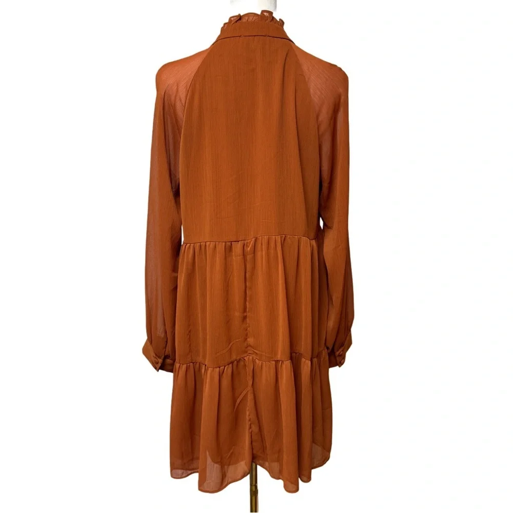 1. State | Dresses | State Burnt Rust Orange Baby Dolled Sheer Overlay ...